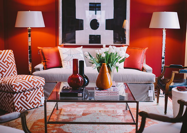 Robert Brow Townhouse+red living room - Splendid Habitat